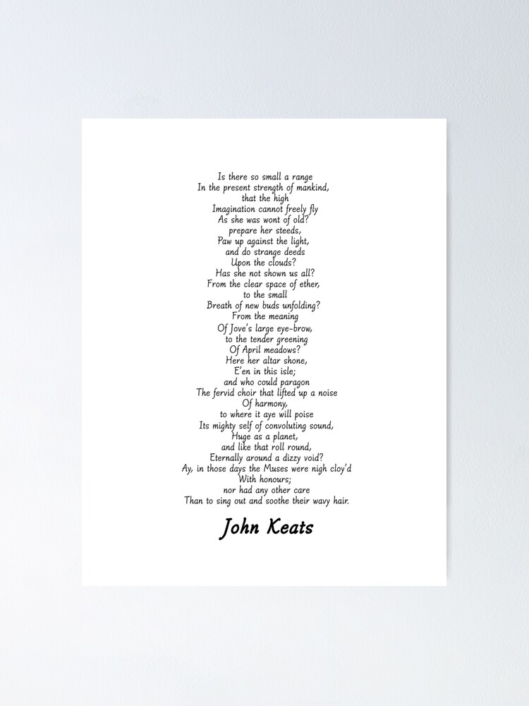 "John Keats ~ Sleep and Poetry 2" Poster for Sale by sorioffantasy ...