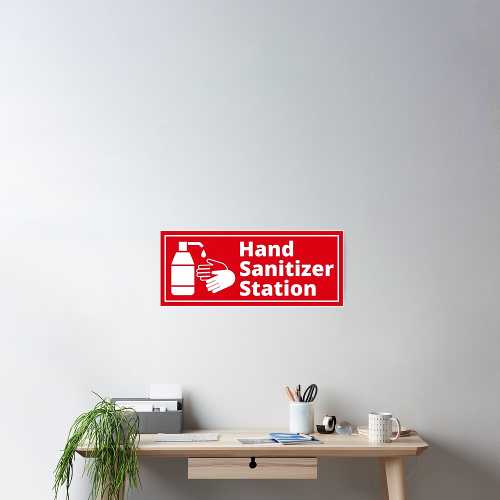 "Hand Sanitizer Station Sign - Red and White" Sticker for Sale by ...