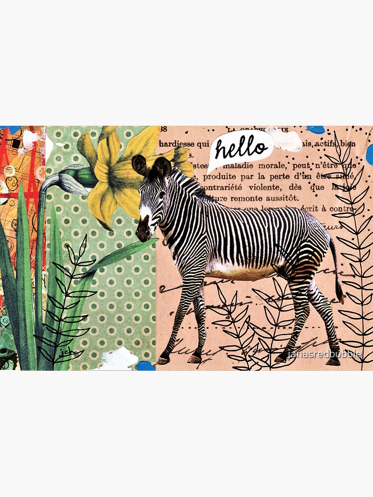 "Zebra Hello" Sticker for Sale by janasredbubble | Redbubble