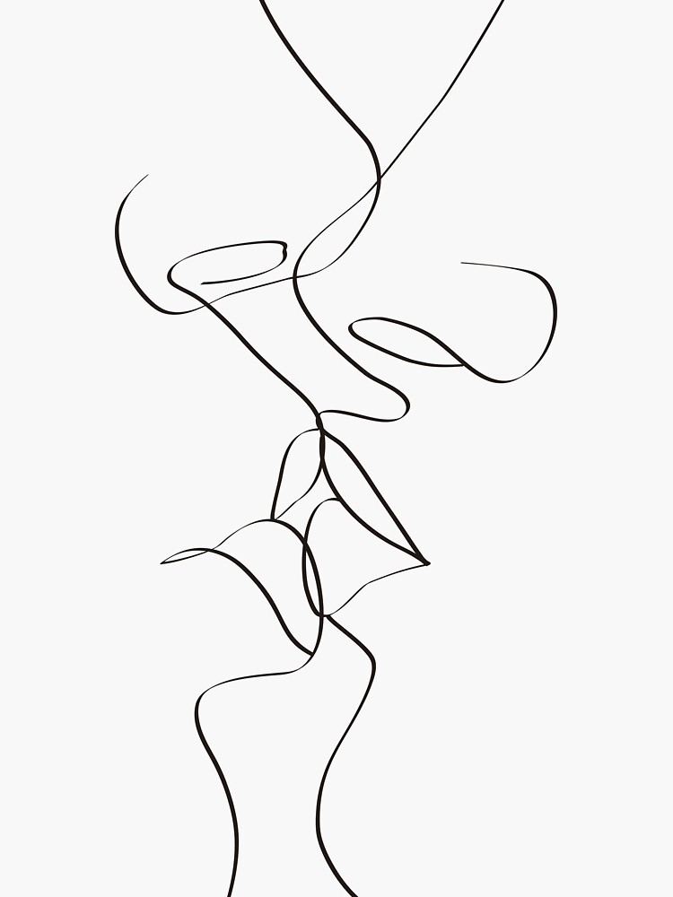 "One Line Art Kiss" Sticker for Sale by Tinteria | Redbubble