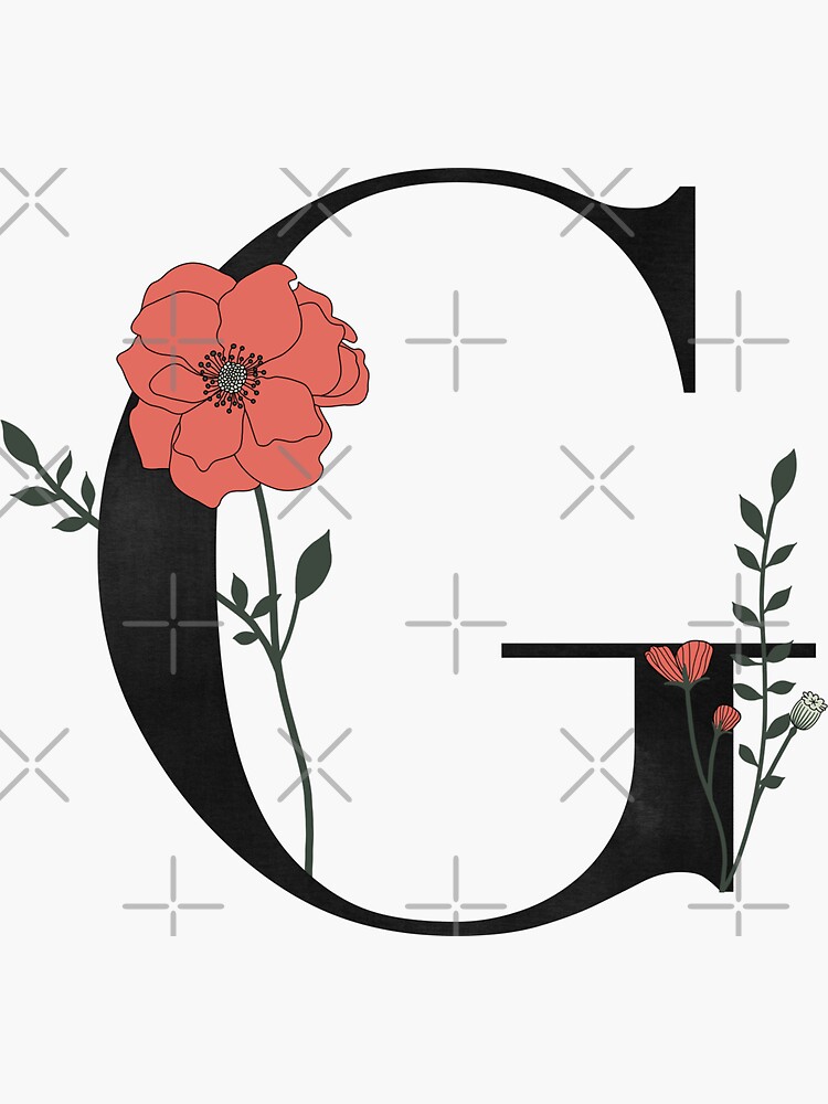 "G monogram with Flower Design" Sticker by jamiemaher15 | Redbubble