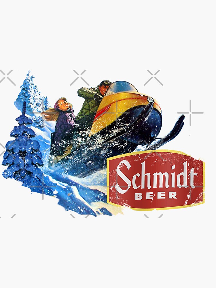 "Schmidt Beer Snowmobile" Sticker for Sale by Retrorockit | Redbubble