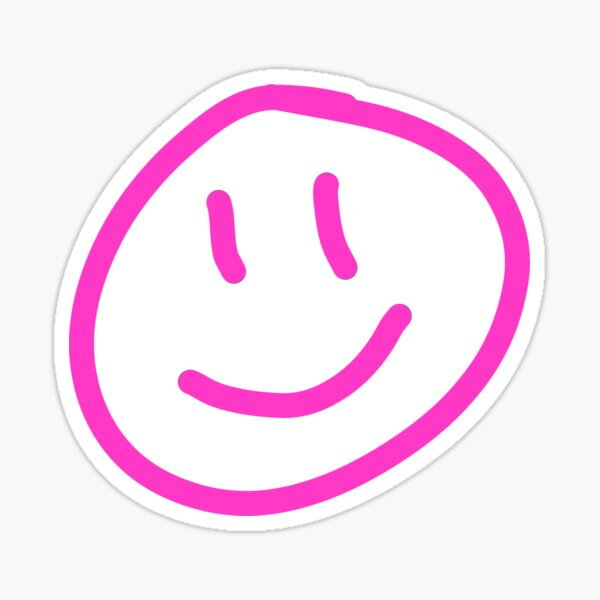 "Pink Smiley Face" Sticker by consart | Redbubble