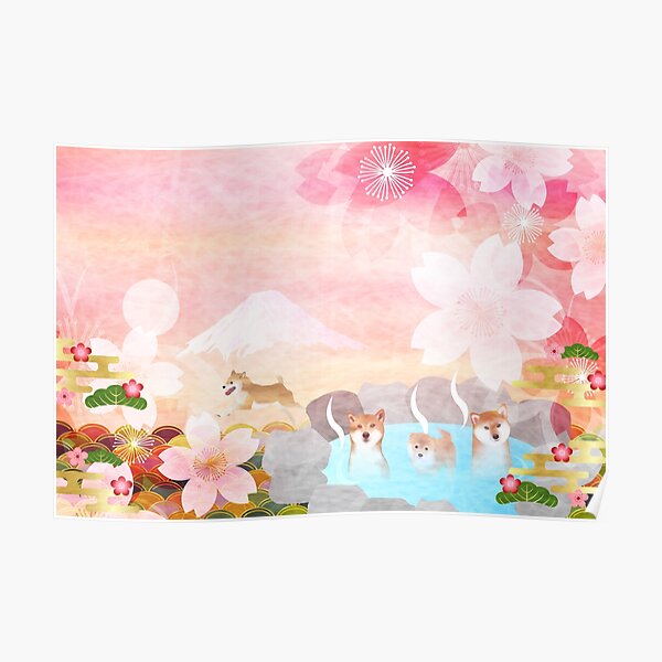 "Shiba inu dogs in hot springs onsen" Poster by KevinsGiftShop | Redbubble