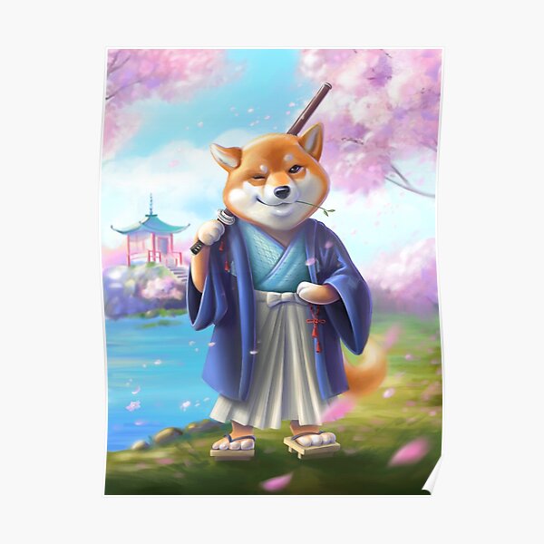 "Shiba inu dog samurai winking" Poster by KevinsGiftShop | Redbubble