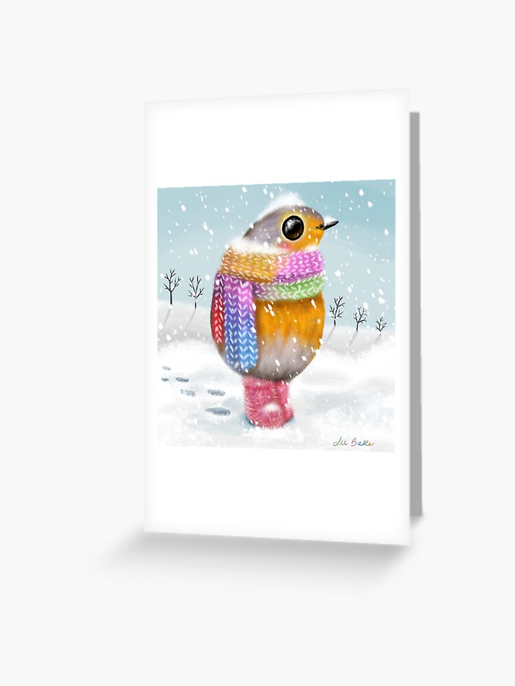 Paper Snowy Day Red Robin Card Greeting Cards Holiday & Seasonal Cards ...