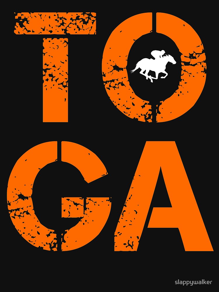 "Toga Big Distressed Letters with Horse Racing Jockey" T-shirt for Sale ...