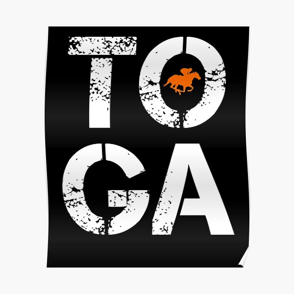 "Toga Big Distressed Letters with Horse Racing Jockey" Poster by ...