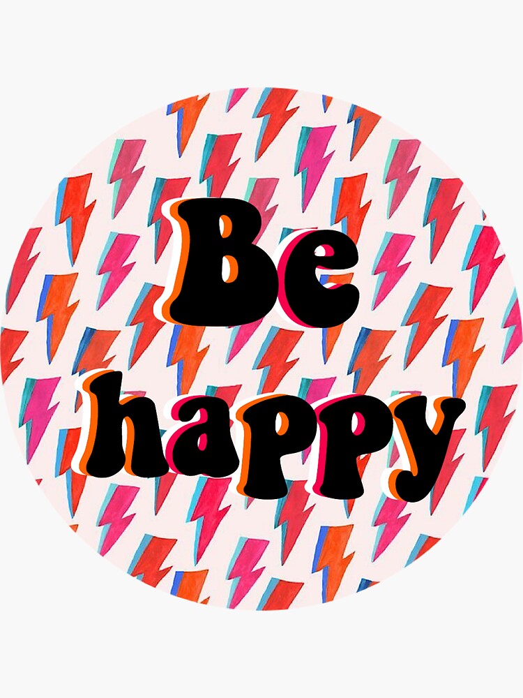 "be happy logo" Sticker by simplyycased | Redbubble