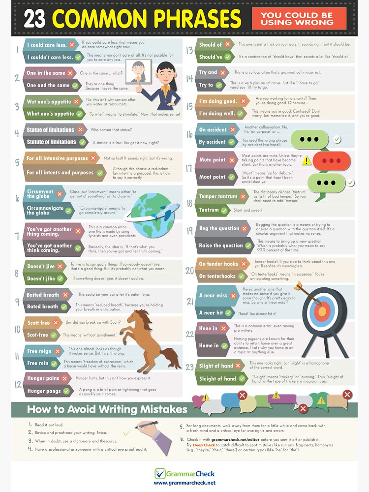 "23 Common Phrases You Could be Using Wrong" Sticker by grammarcheck ...