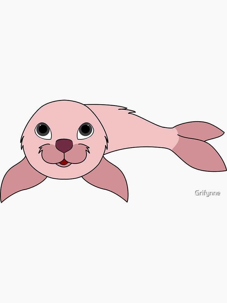 "Light Pink Baby Seal" Sticker by Grifynne | Redbubble