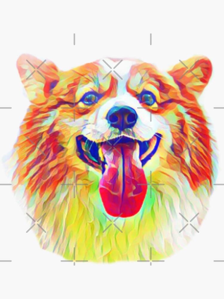 "Tie Dye Happy Corgi in Rainbow colors digital art " Sticker for Sale ...