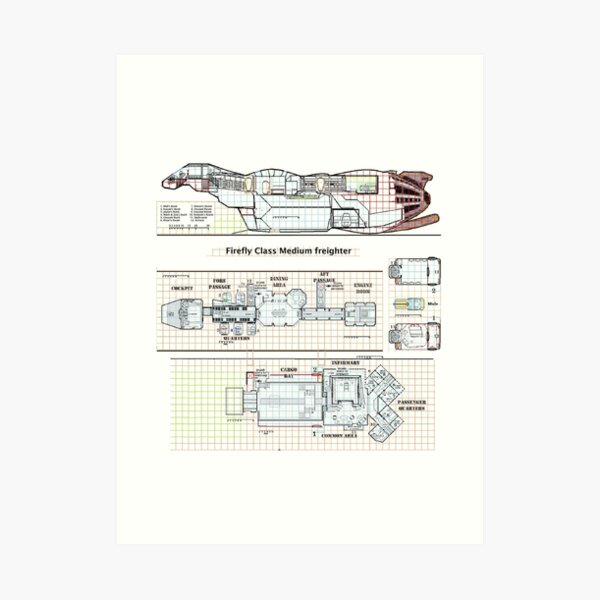 "Serenity Firefly floorplan schematics" Art Print by Radwulf | Redbubble