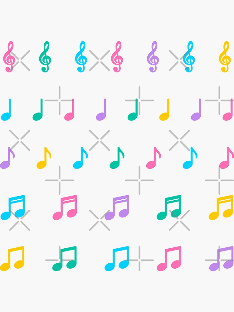"Colorful music notes " Sticker for Sale by OkihanaShop | Redbubble