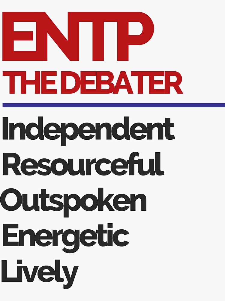 "ENTP - The Debater - MBTI Personality Hipster Typography" Sticker for ...