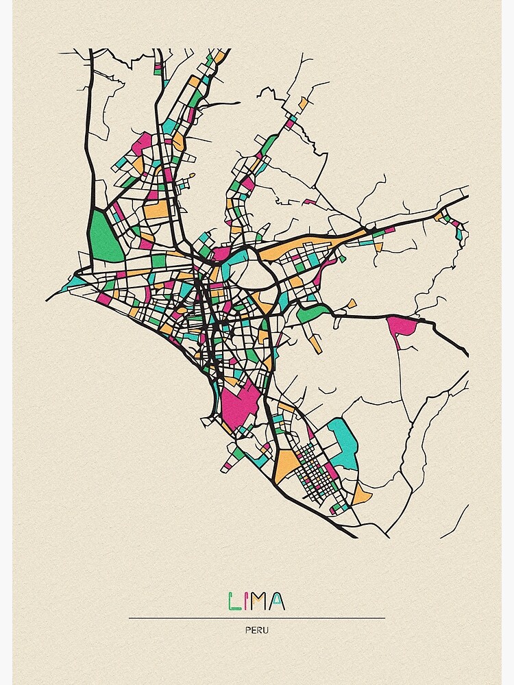 "Lima, Peru Street Map" Art Print for Sale by geekmywall | Redbubble