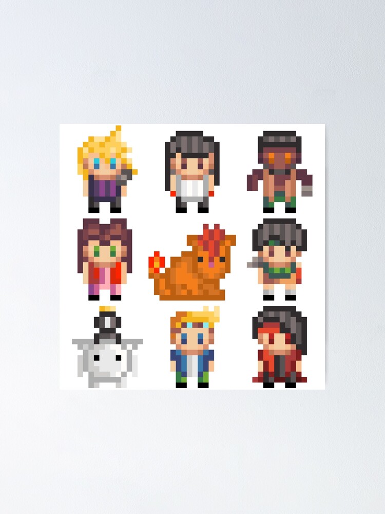 Póster «Personajes de FF7 Pixel Art» de MutsKunArtistry | Redbubble
