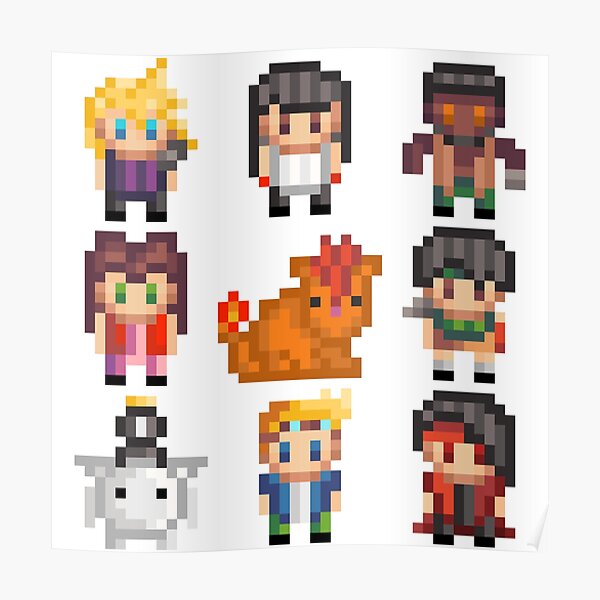 Póster «Personajes de FF7 Pixel Art» de MutsKunArtistry | Redbubble