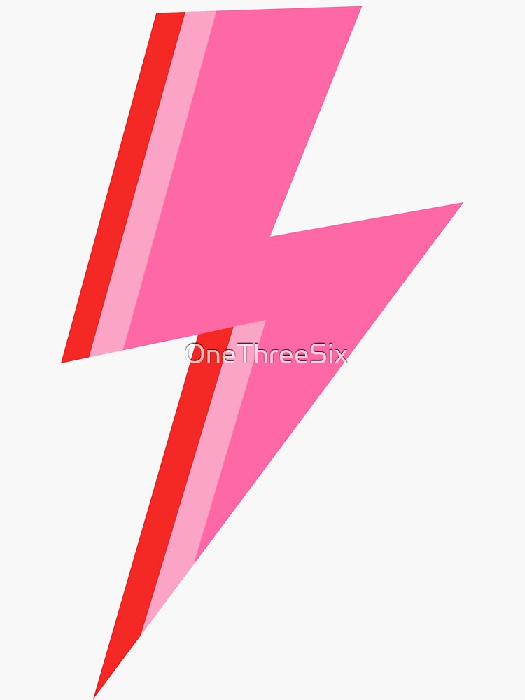 "Pink and Red Striped Lightning Strike" Sticker for Sale by OneThreeSix ...