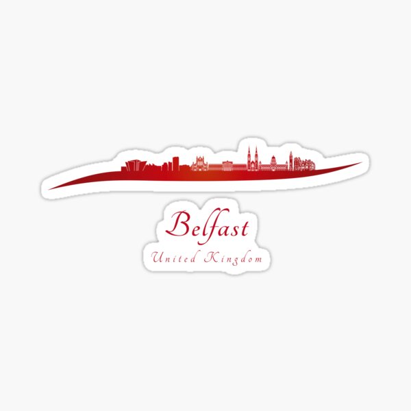 "Belfast skyline in red" Sticker for Sale by paulrommer | Redbubble
