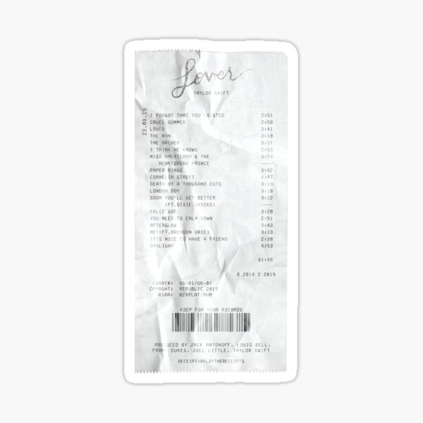 "Lover Receipt" Sticker by playthereceipts | Redbubble