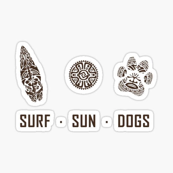 "Surf Sun Dogs Maori" Sticker for Sale by FoodinaCan | Redbubble