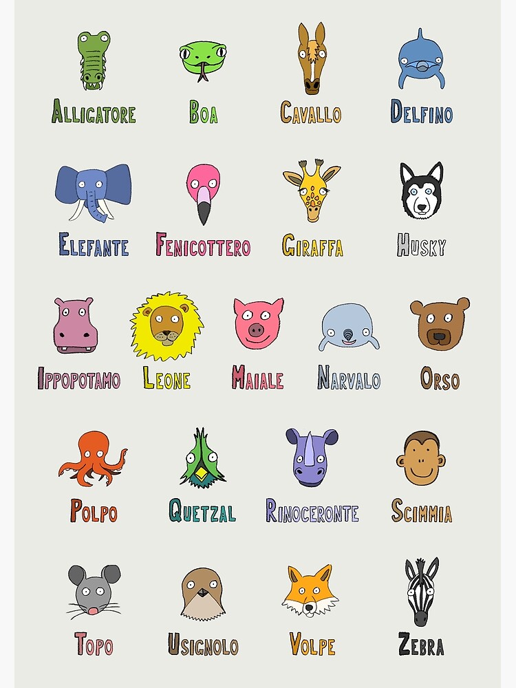 "Italian Animal Alphabet" Poster for Sale by tokuhn | Redbubble