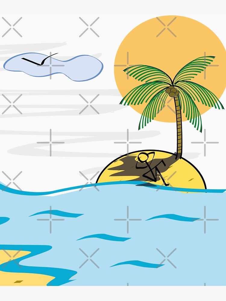 "stick figure and left with a beautiful beach scene" Sticker by jozefds ...