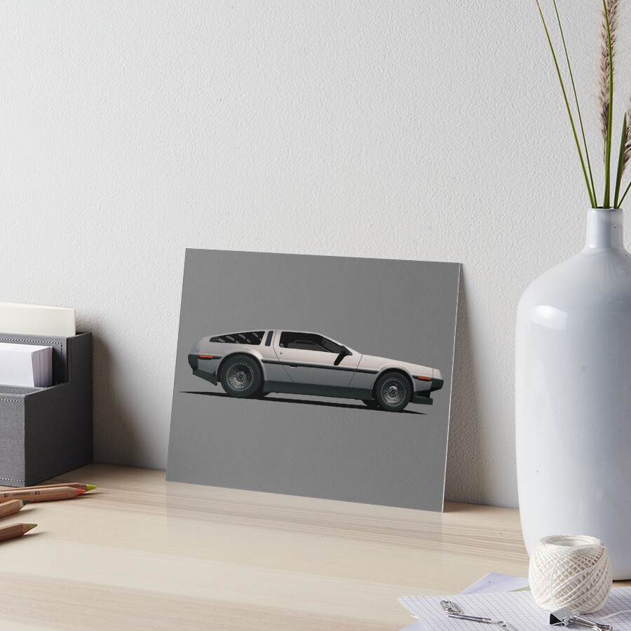 "DeLorean DMC-12 cartoon retro style car side view" Art Board Print for ...