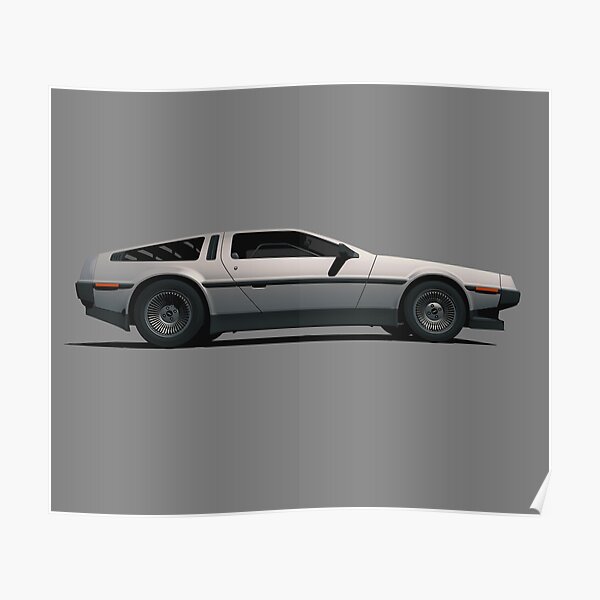 "DeLorean DMC-12 cartoon retro style car side view" Poster for Sale by ...