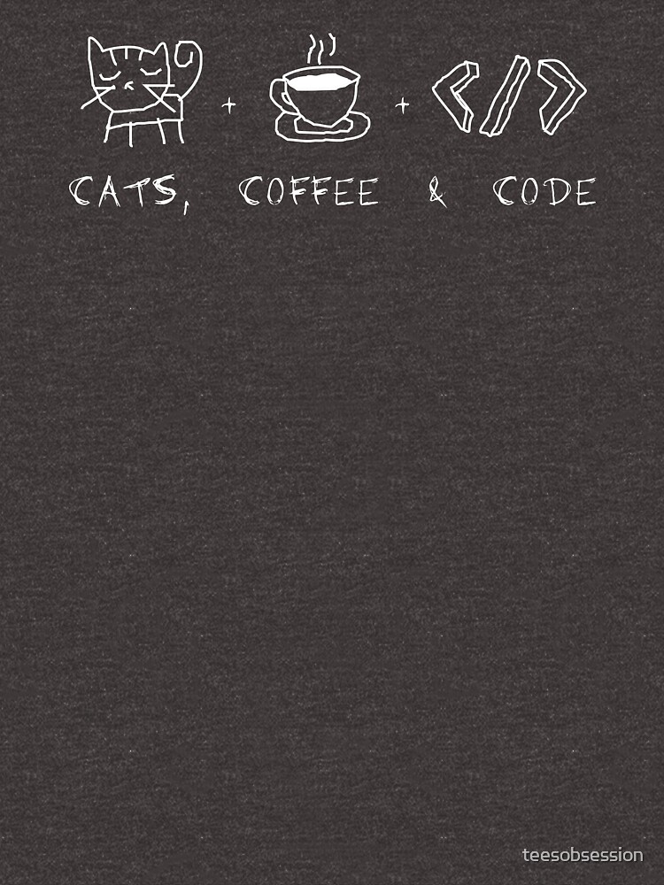 "Coffee Cats and Code. Cat and Programming" T-shirt for Sale by ...