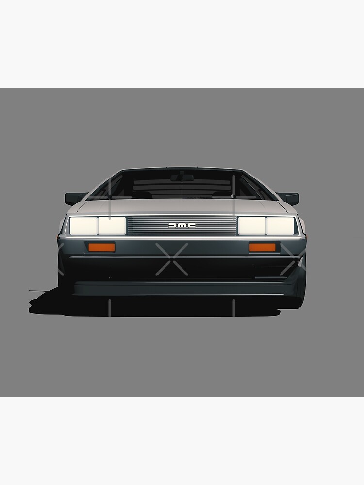 "DeLorean DMC-12 cartoon retro style car front view" Photographic Print ...