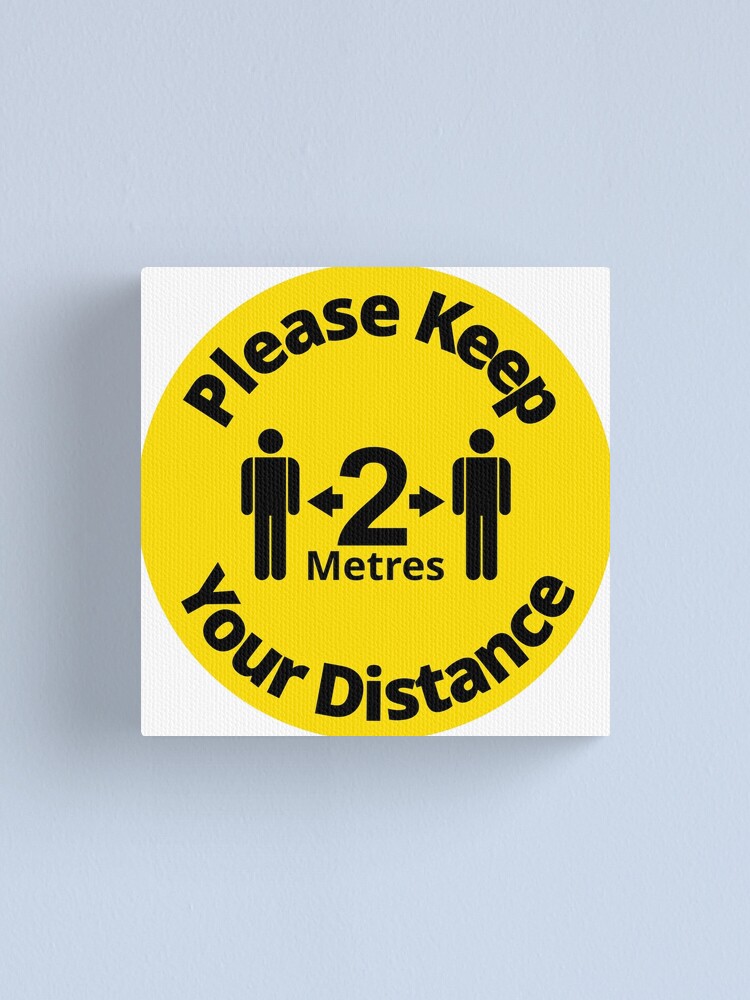 "Please Keep Your Distance 2 metres - Rounded Sign, Black and Yellow ...