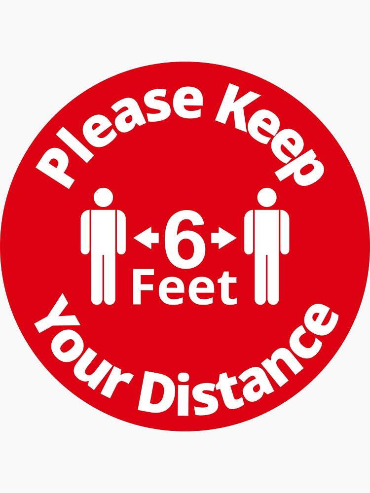 "Please Keep Your Distance 6 feet - Rounded Sign, Red and White ...