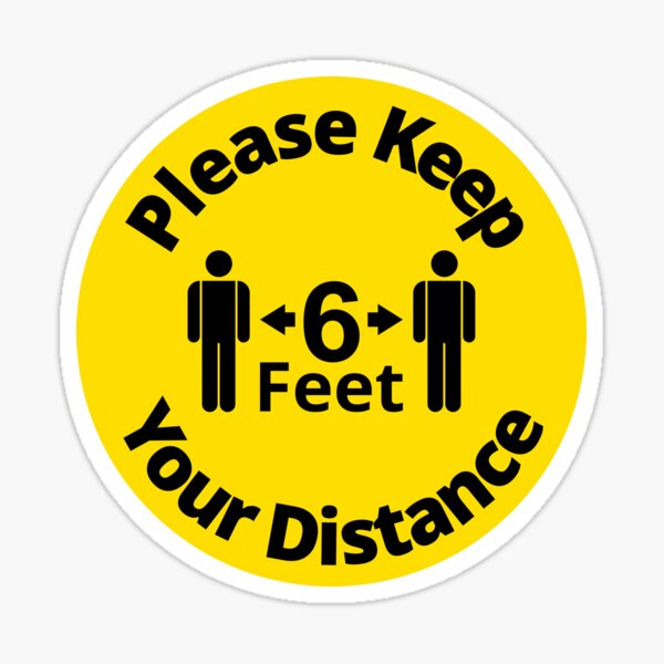 "Please Keep Your Distance 6 feet - Rounded Sign, Black and Yellow ...