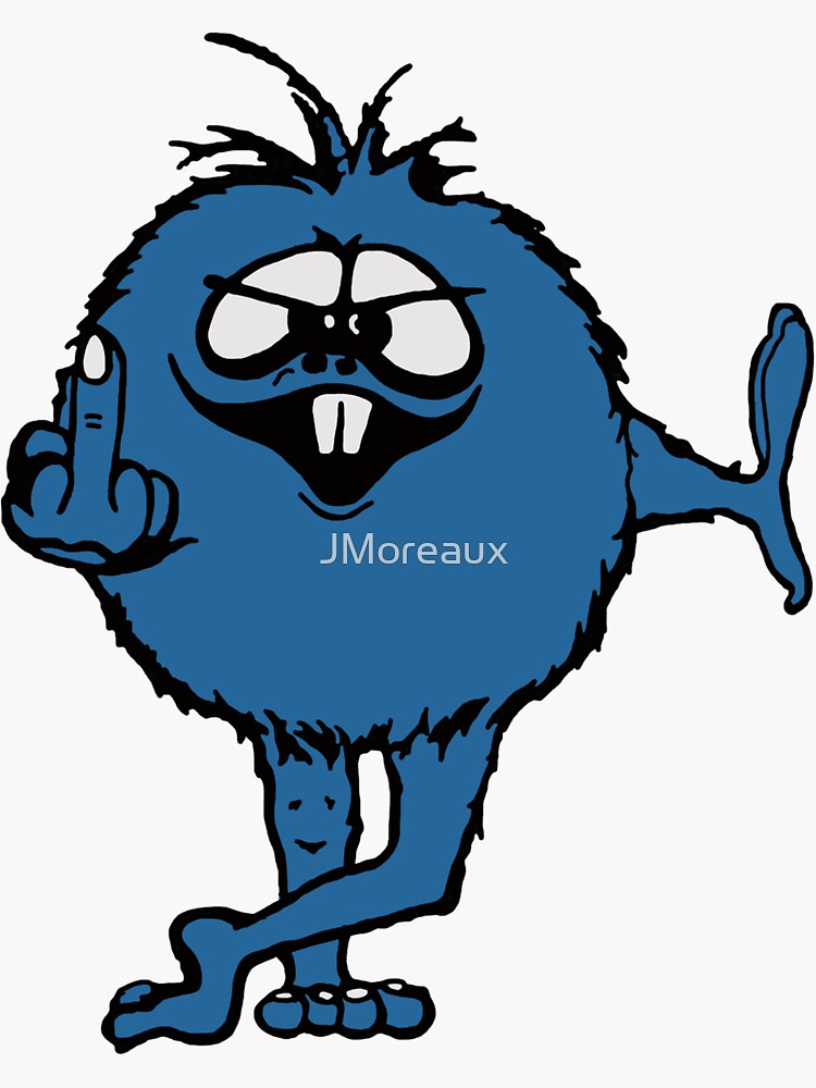 "Blue guy flips bird - 70s retro" Sticker for Sale by JMoreaux | Redbubble
