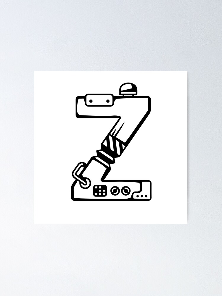 "Robot capital letter z monogram z robotic Tech Mech mecha font ...