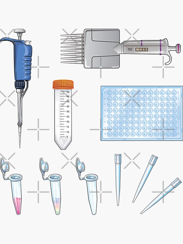 "PCR DNA Electrophoresis Gel Sticker Set 2 - Pipette, Multichannel ...
