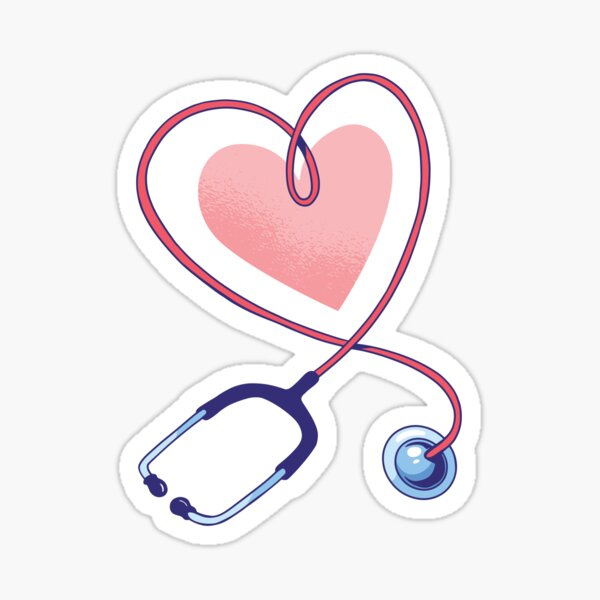 "HEALTHCARE; STETHOSCOPE HEART." Sticker by mario1502 | Redbubble