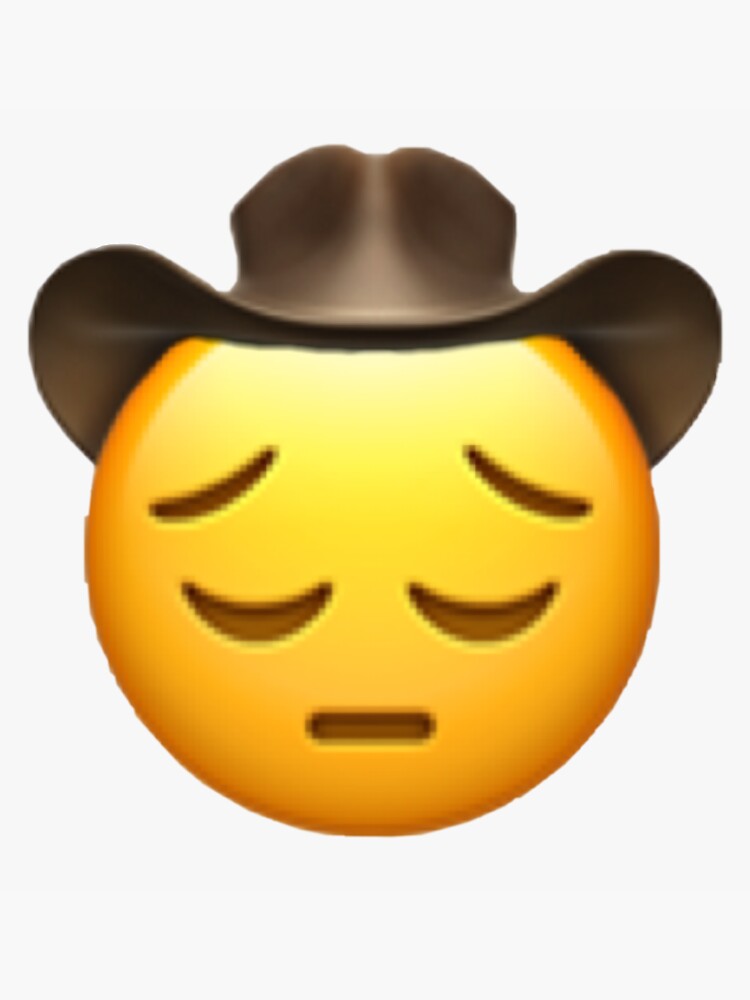 "Sad cowboy emoji" Sticker by breadlocs | Redbubble