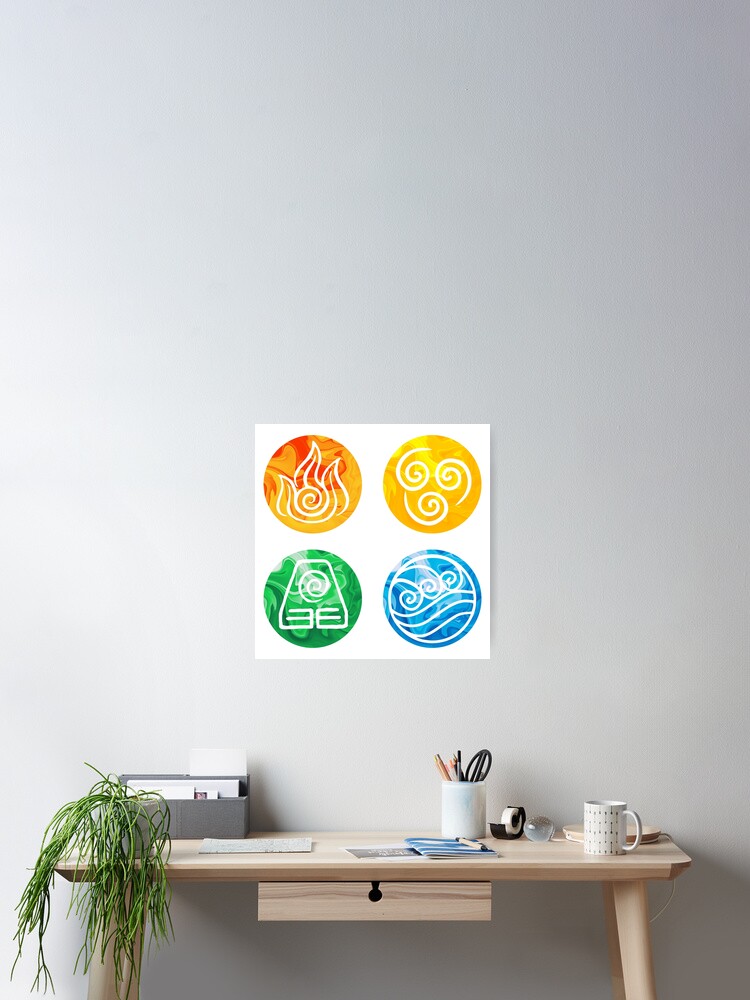 "Four Element Symbols Sticker Pack Avatar the Last Airbender" Poster for Sale by Clay Heern ...