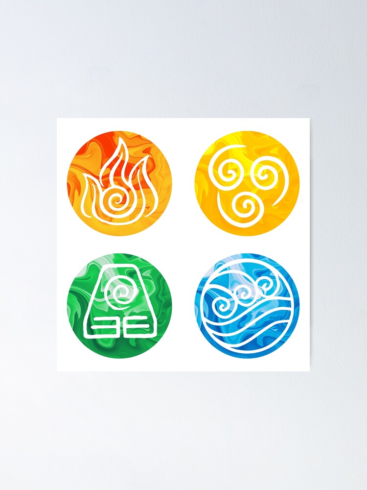 "Four Element Symbols Sticker Pack Avatar the Last Airbender" Poster for Sale by Clay Heern ...