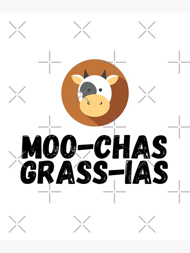 "Moo-chas Grass-ias Muchas Gracias" Poster by AwesomeDesignzz | Redbubble