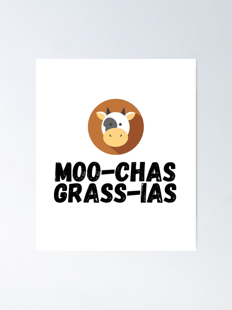"Moo-chas Grass-ias Muchas Gracias" Poster by AwesomeDesignzz | Redbubble