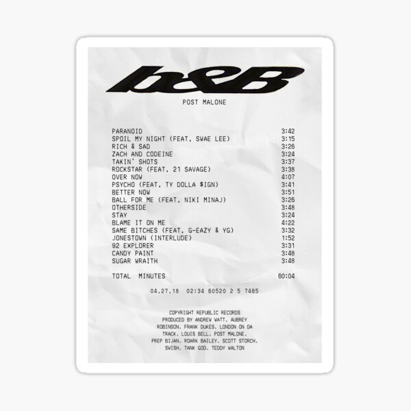 "album receipt" Sticker for Sale by jennagardnerr | Redbubble