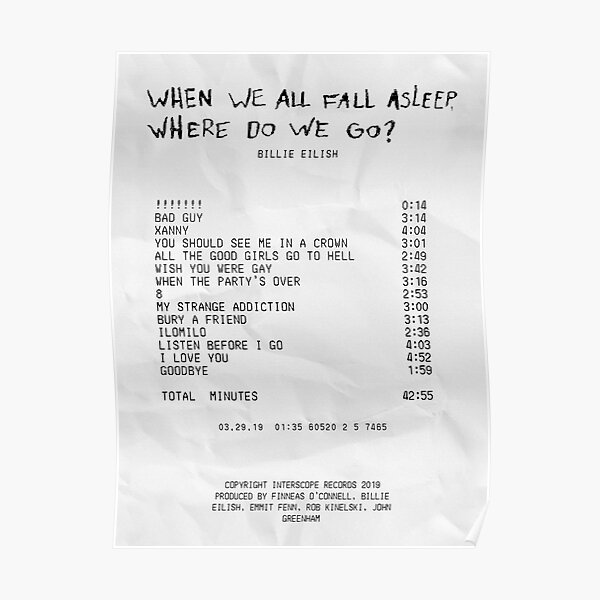 "album receipt" Poster for Sale by jennagardnerr | Redbubble