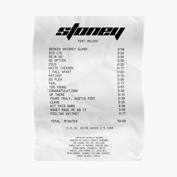 "album receipt" Poster for Sale by jennagardnerr | Redbubble