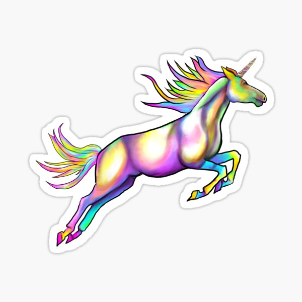 "Rainbow Bright Leaping Unicorn" Sticker by 7dunicornlady | Redbubble