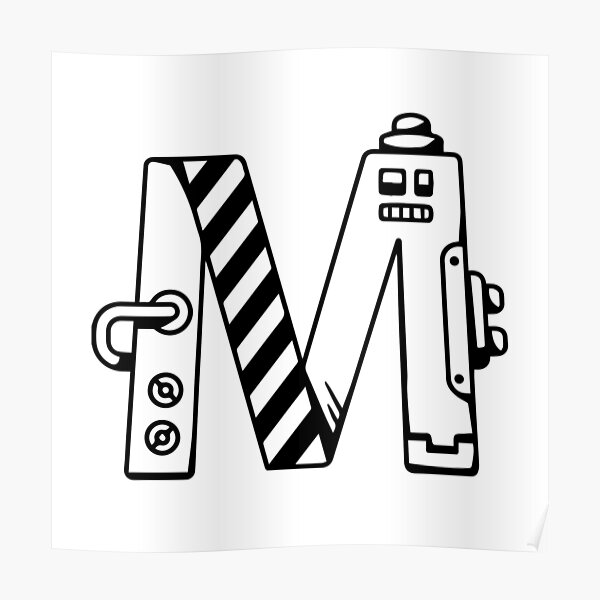 "Robot capital letter M monogram M robotic Tech Mech mecha font ...