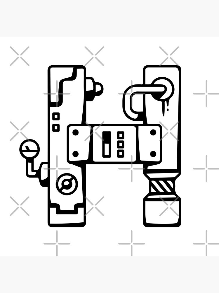 "Robot capital letter H monogram H robotic Tech Mech mecha font ...